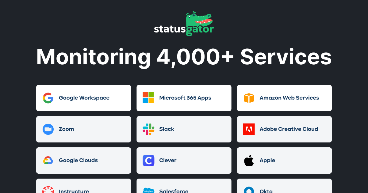 Search Cloud Services and their Current Status | StatusGator