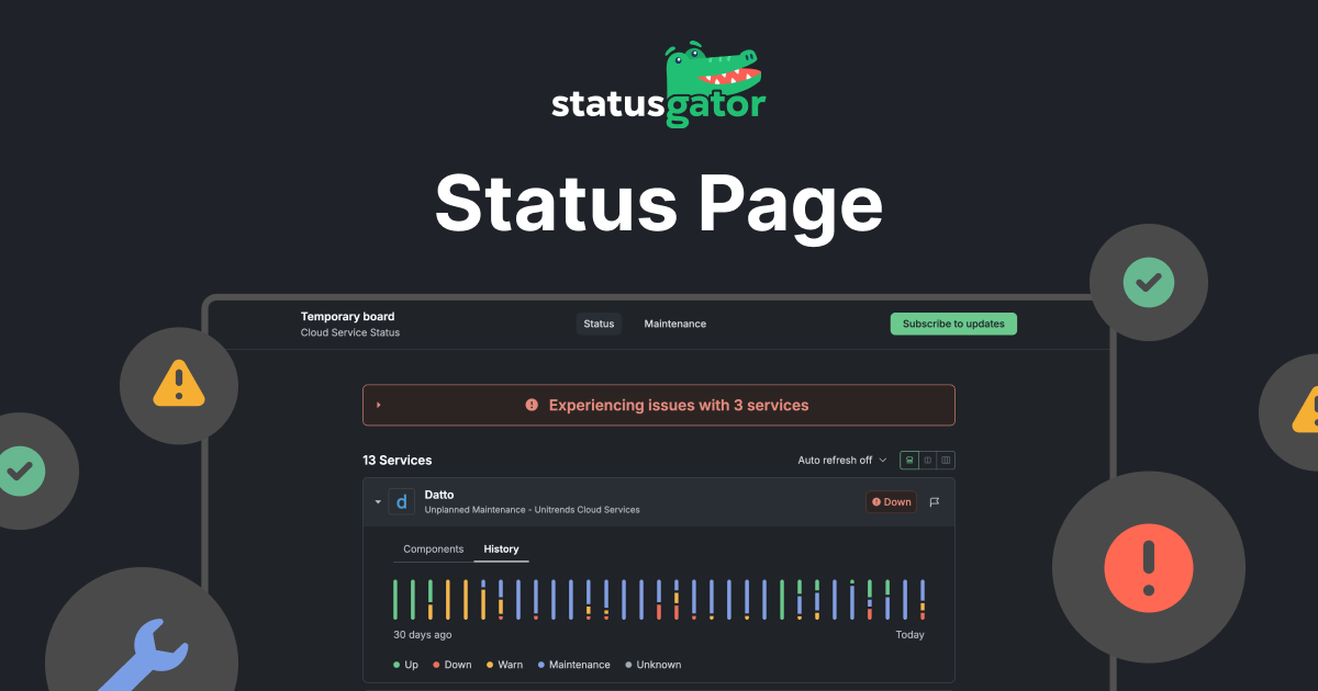 Public Status Pages for Incident Communication | StatusGator